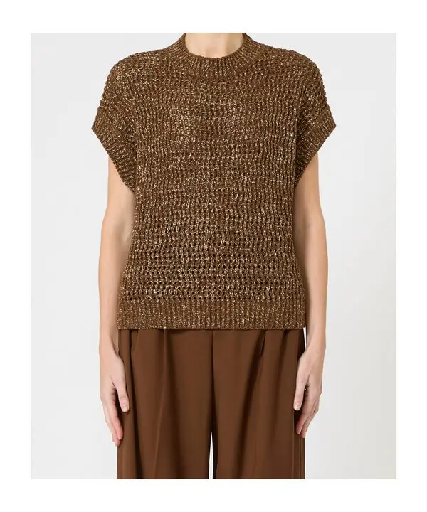 Max Mara Openwork Knit Top - Hazelnut