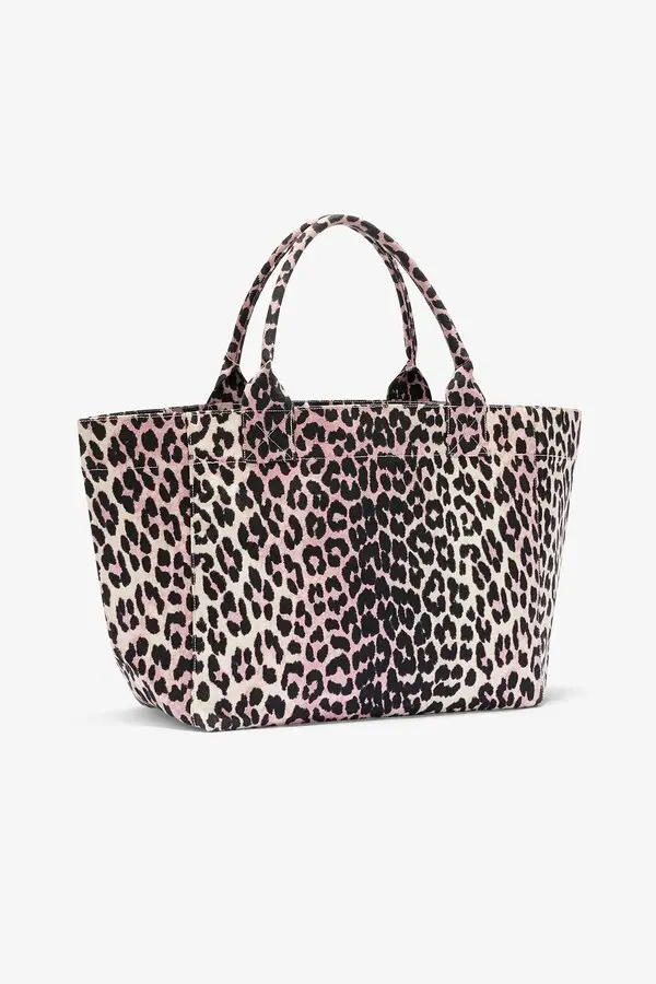 GANNI Leopard Printed Tote Bag - Black