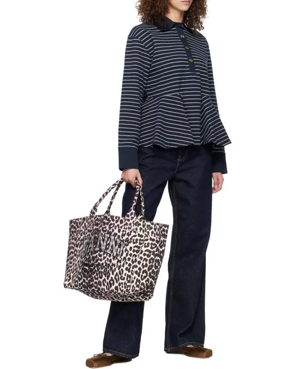 GANNI Leopard Printed Tote Bag - Black