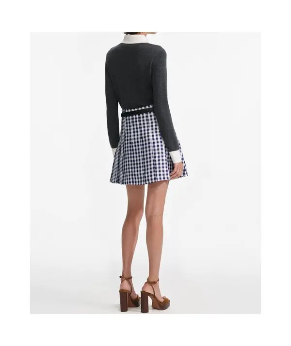 SELF-PORTRAIT Contrasted-collar Knitted Cardigan - Grey