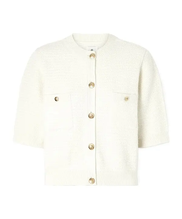 ANINE BING Christa Knitted Cardigan With Gold Logo Buttons