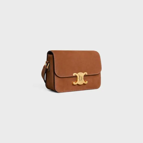 Celine Teen Triomphe Bag In Nubuck Calfskin - Camel