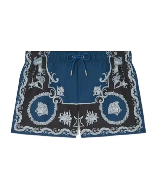 Versace Printed Swim Shorts - Black/blue