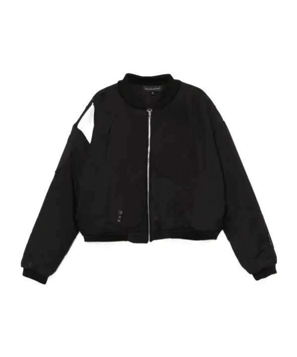 WHO DECIDES WAR Zip-up Padded Patchwork Bomber Jacket