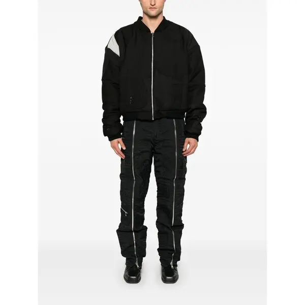 WHO DECIDES WAR Zip-up Padded Patchwork Bomber Jacket