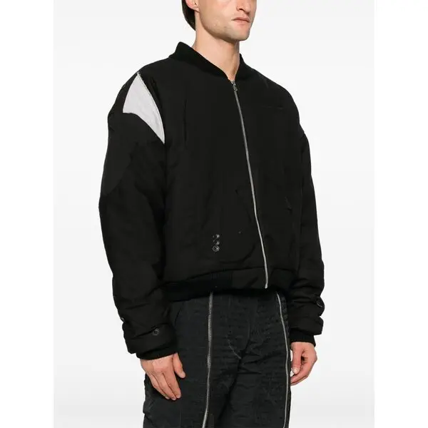 WHO DECIDES WAR Zip-up Padded Patchwork Bomber Jacket