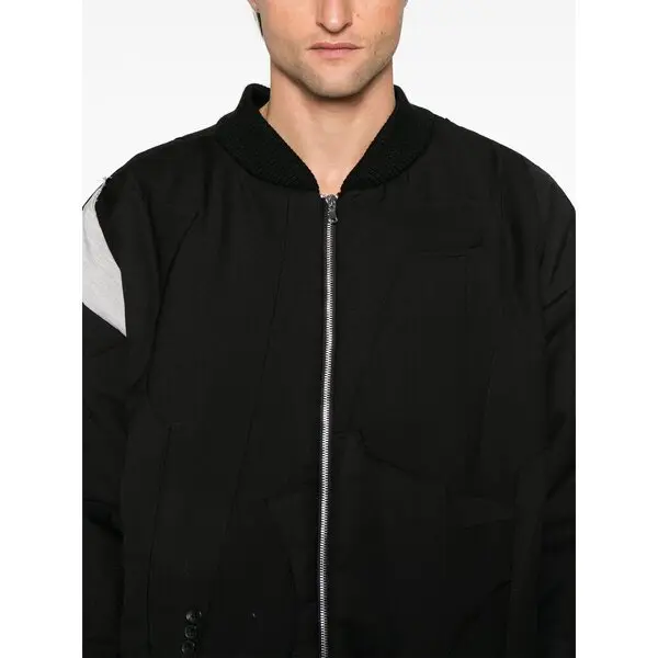 WHO DECIDES WAR Zip-up Padded Patchwork Bomber Jacket