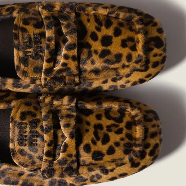 Miu Miu Ruched Printed Leather Loafers