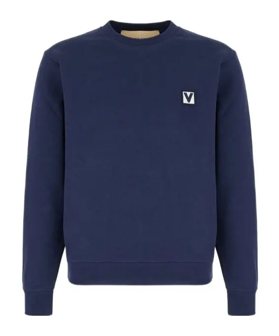 Valentino Garavani Crewneck Sweatshirt With Logo Patch - Blue