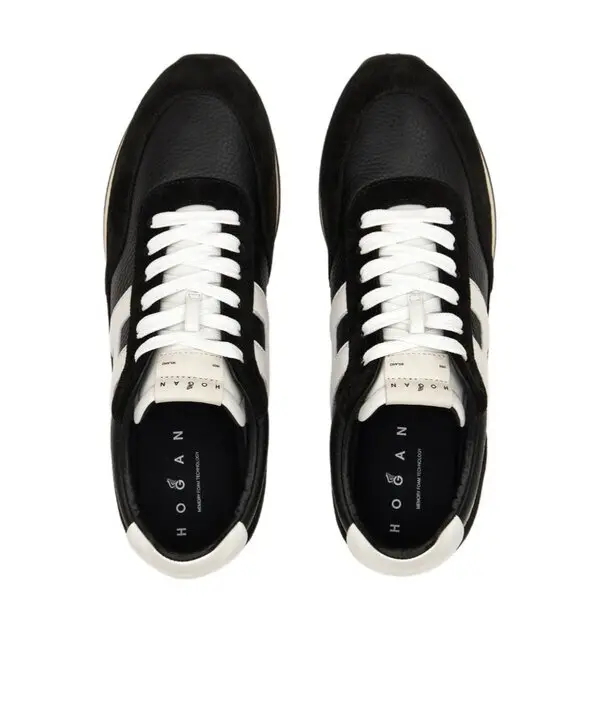 Hogan Athletic Sneakers With H-shaped Pattern And Drawstring Closure - Black