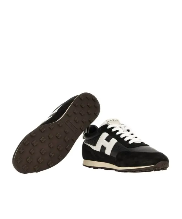 Hogan Athletic Sneakers With H-shaped Pattern And Drawstring Closure - Black