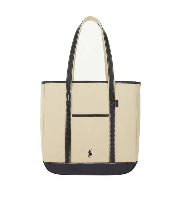 Polo Ralph Lauren Logo Embroidered Tote Bag - Ecru/navy