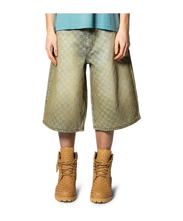 MISBHV Check Pattern Denim Culottes - Nude