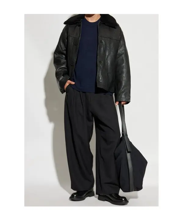 Studio Nicholson Pleated Wide-leg Tailored Trousers - Black