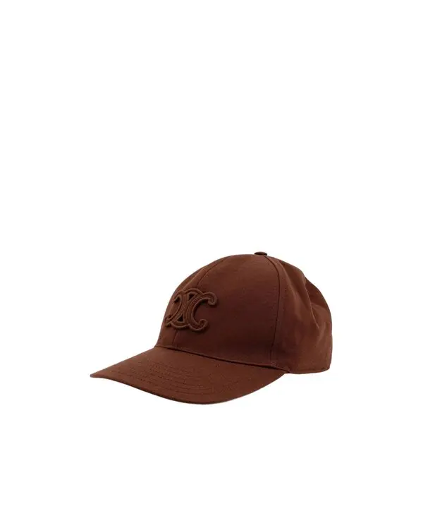 Celine Triomphe Baseball Cap In Cotton Gabardine - Brown