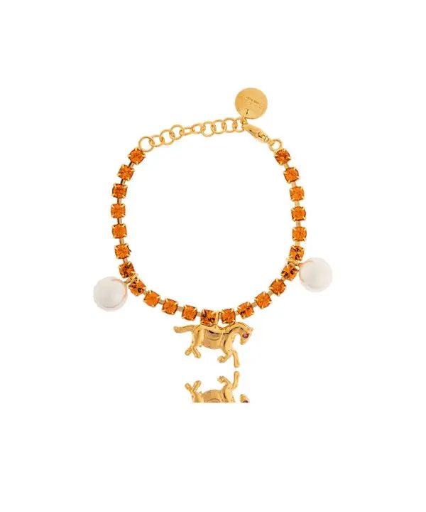 Marni Embellished Horse Pendant Charm Bracelet - Gold/orange