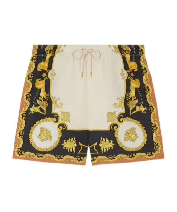 Versace Baroque Print Swim Shorts - Black/gold