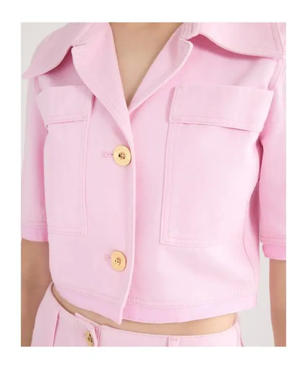 PATOU Cropped Button-front Jacket With Short Sleeves - Pink