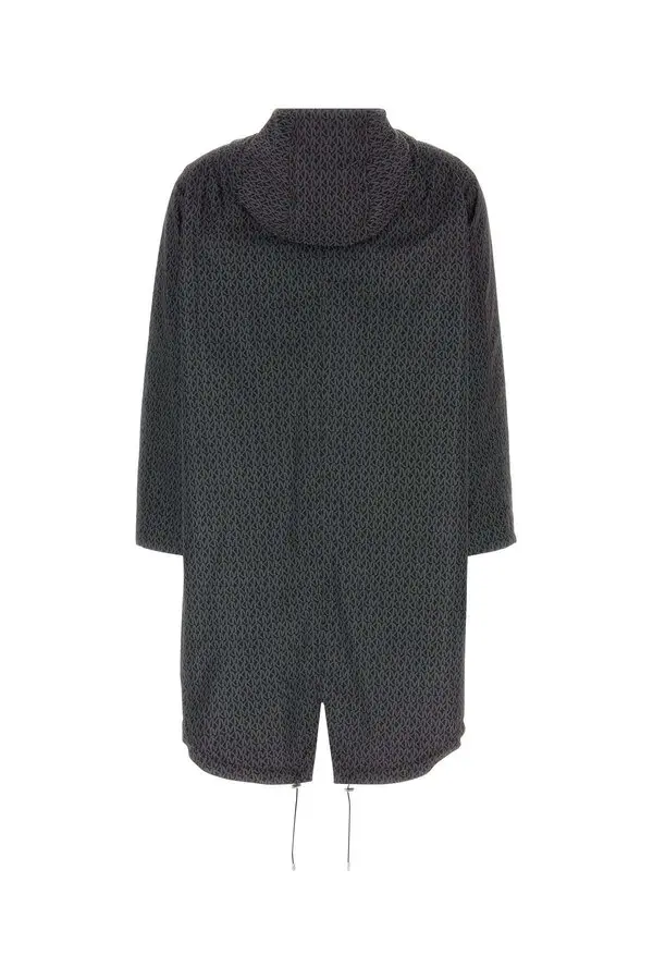 Michael Kors Printed Long Zip-up Jacket With Drawstring Hood - Black
