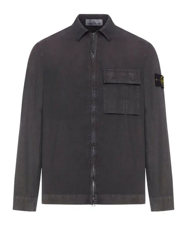Stone Island Zip-front Overshirt - Charcoal