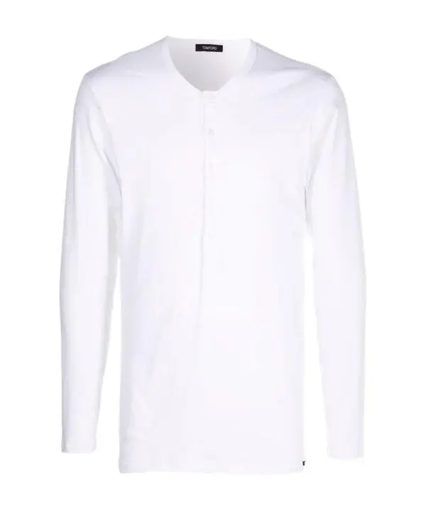 TOM FORD Crewneck Henley Pajama T-shirt - No