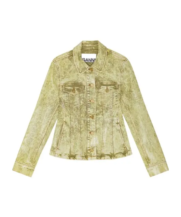 GANNI Foil Denim Jacket - Nude