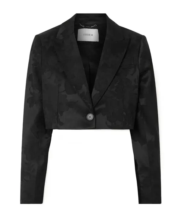 Erdem Genevieve Cropped Floral Jacquard Blazer