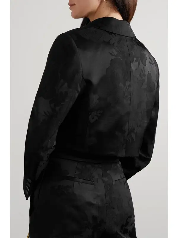 Erdem Genevieve Cropped Floral Jacquard Blazer