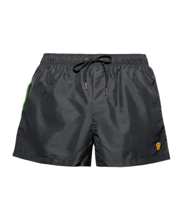Versace Logo Patch Swim Shorts - Black