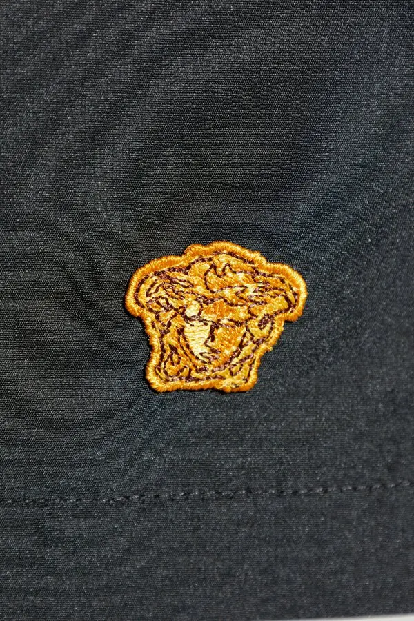 Versace Logo Patch Swim Shorts - Black