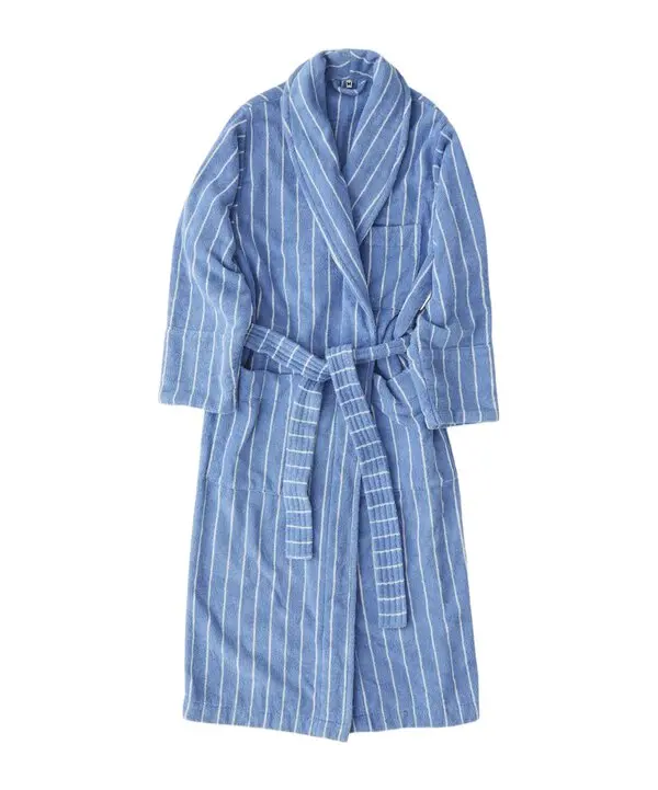 TEKLA Striped Bathrobe - Blue