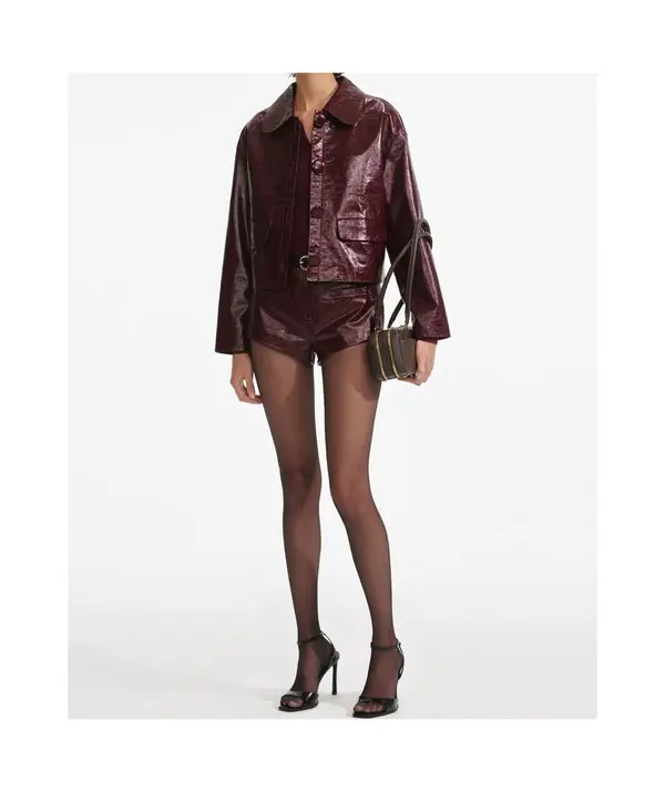 SELF-PORTRAIT Cropped Leather Jacket