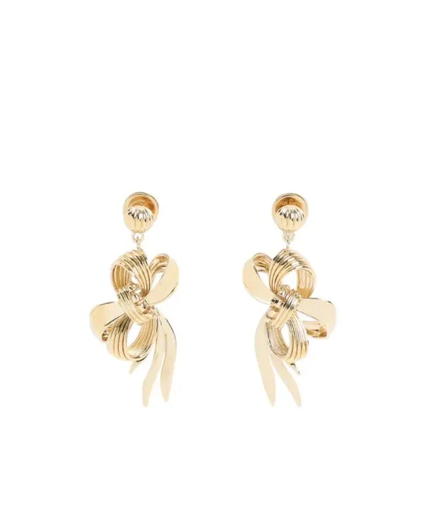 Miu Miu Metal Bow Drop Earrings - Yellow