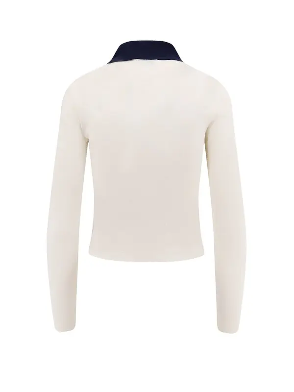 SELF-PORTRAIT Merino Wool Buttoned Cardigan With Contrast Collar - Cream