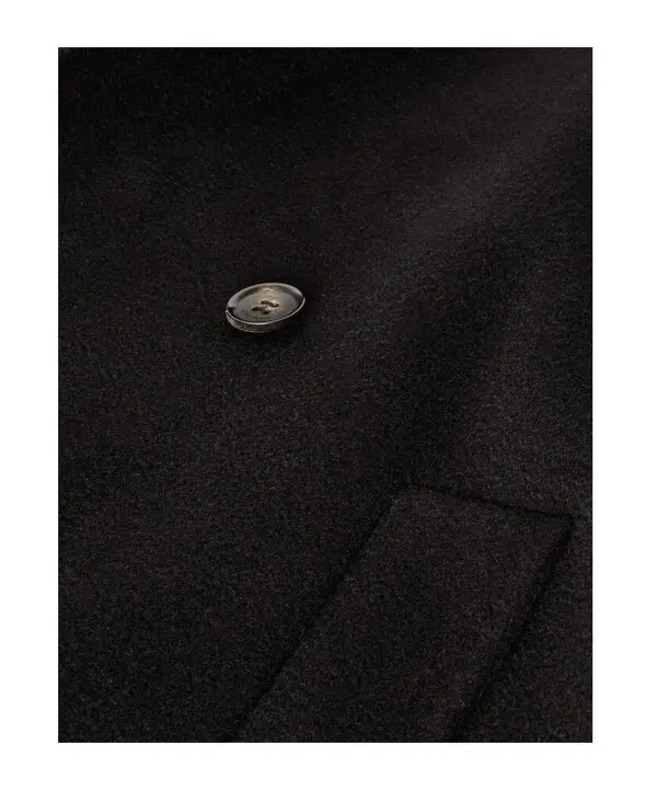 Loro Piana Double-breasted Coat With Leather Trim