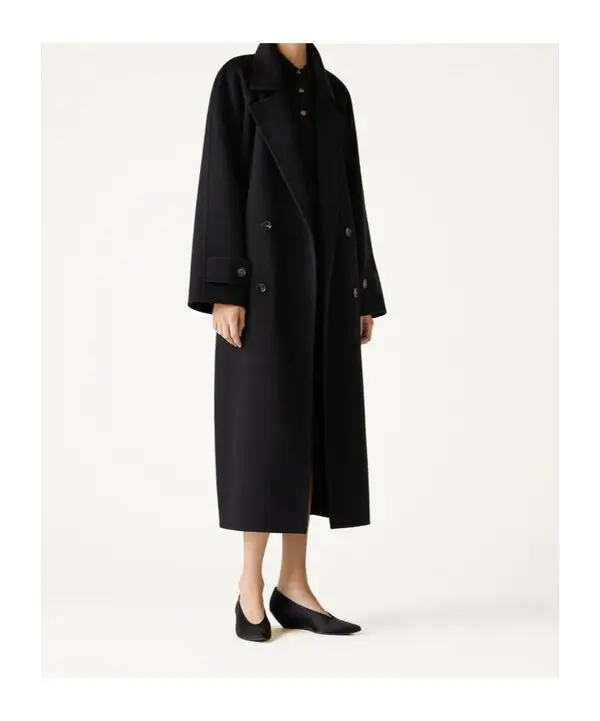 Loro Piana Double-breasted Coat With Leather Trim