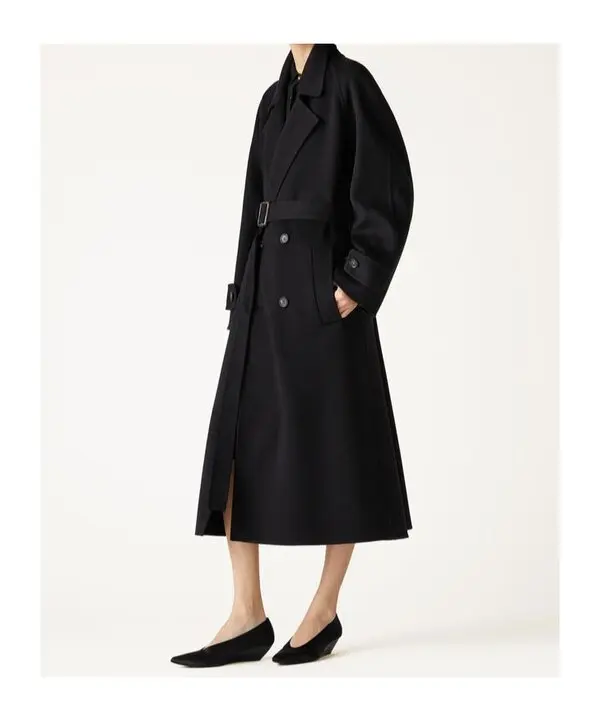 Loro Piana Double-breasted Coat With Leather Trim