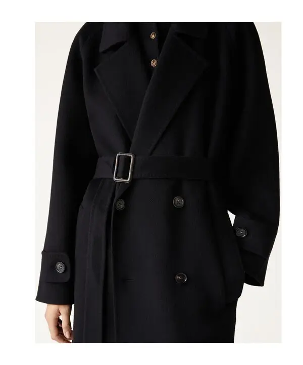 Loro Piana Double-breasted Coat With Leather Trim
