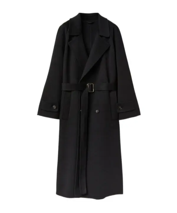 Loro Piana Double-breasted Coat With Leather Trim - Black