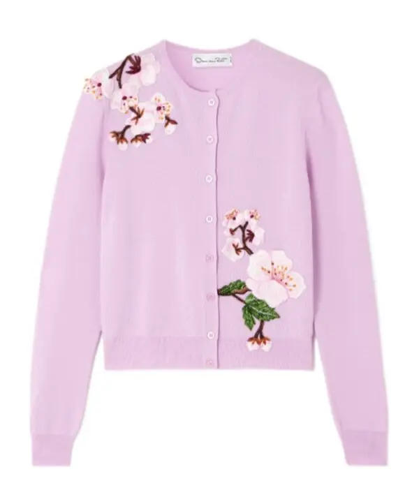 Oscar De La Renta Appliquéd Wool Cardigan