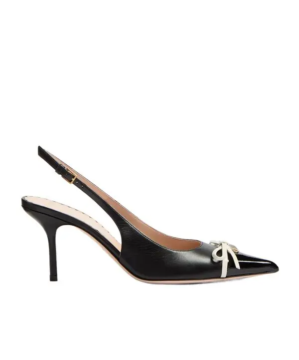 Valentino Garavani Bow Detailed Pointed Toe Slingback Pumps