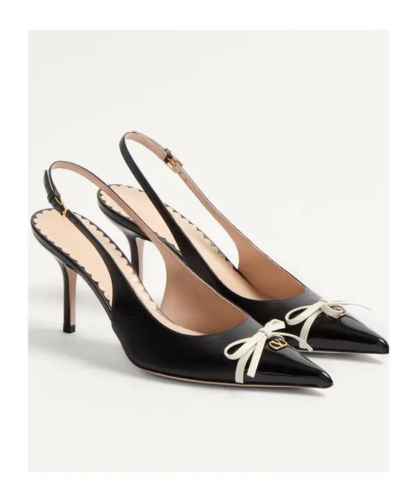 Valentino Garavani Bow Detailed Pointed Toe Slingback Pumps