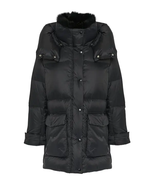 YVES SALOMON Long Sleeve Quilted Cotton-padded Jacket With Fur Trim - Black