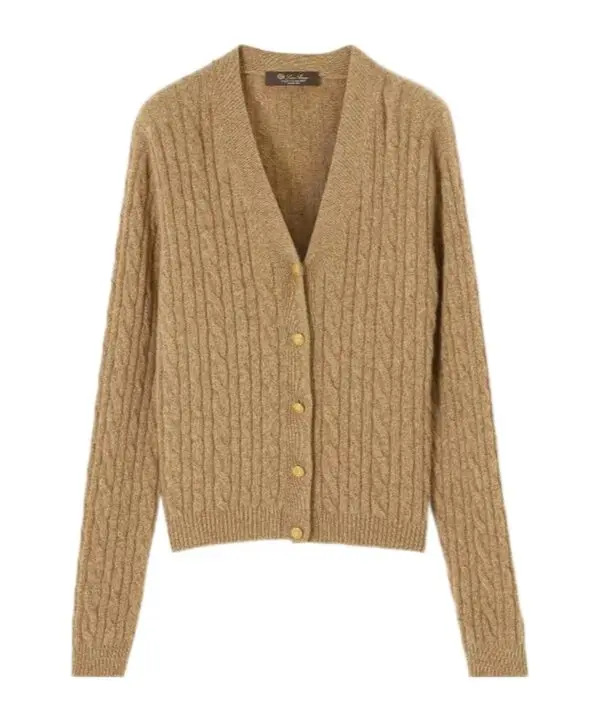 Loro Piana Treccia V-neck Knitted Cardigan - Brown