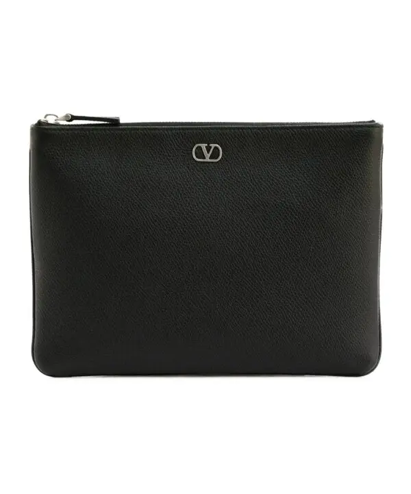 Valentino Garavani Vlogo Signature Zip-up Clutch Bag - Black