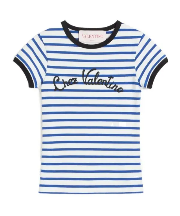 Valentino Garavani Striped Crewneck T-shirt - Blue
