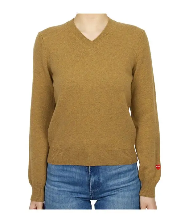 Comme Des Garçons V-neck Long Sleeve Sweater - Brown