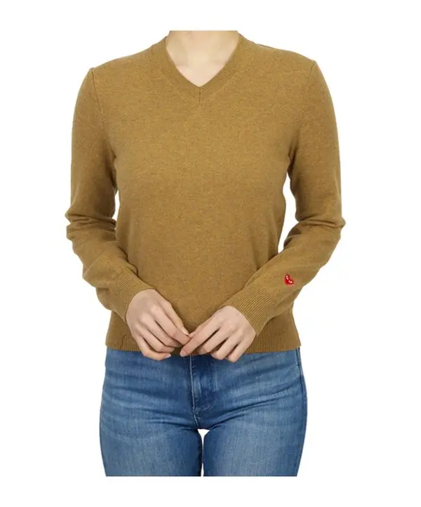 Comme Des Garçons V-neck Long Sleeve Sweater - Brown