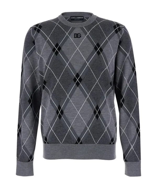 Dolce & Gabbana Argyle Intarsia Knit Jumper