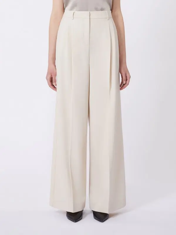 Max Mara Pleated Wide-leg Trousers - Ivory